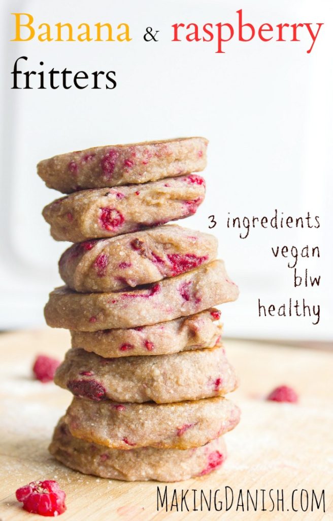 Banana and raspberry fritters – mini pancakes for tiny humans